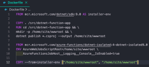 Deploy .NET 9 Azure Functions with Dockerfile in VS Code