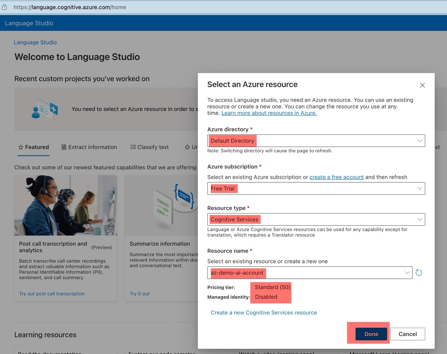 Create Azure AI Multi-Service Resource in Azure Portal